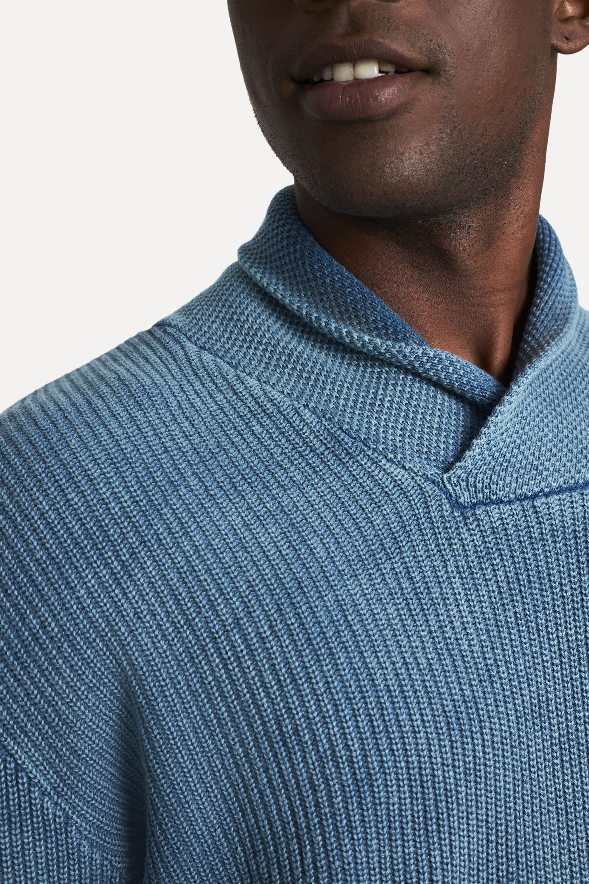 TRICOT INDIGO SHAWL COLLAR